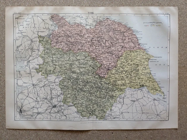 C1895 COUNTY MAP of Yorkshire antique vintage Britannica 9th £6.50 ...