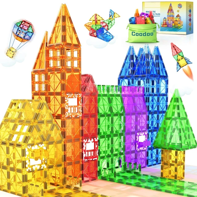 60 PCS MAGNETIC Building Tiles STEM Magnetic Blocks Sensory Toys Kids ...
