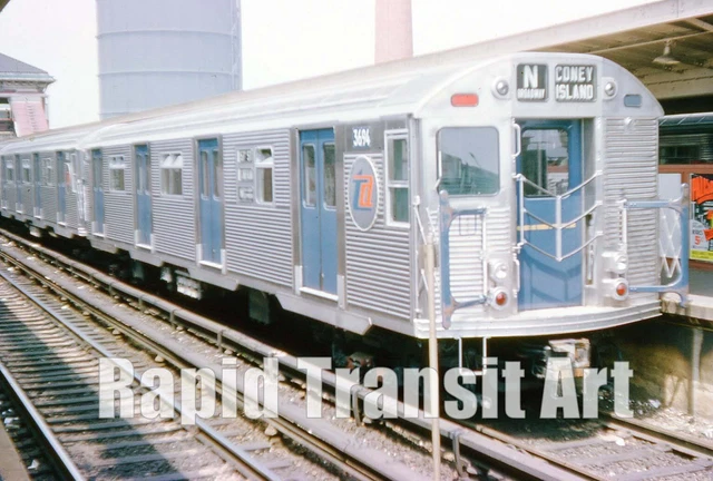 VINTAGE 1965 SLIDE New York Subway R32 Train Car 3694 Coney Island ...