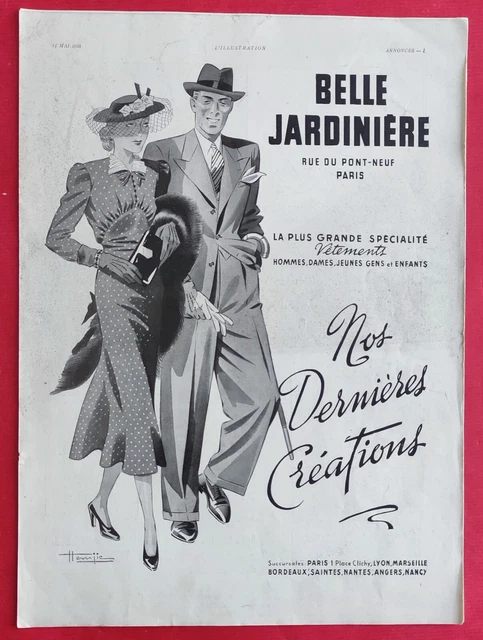 PUBLICITÉ DE PRESSE 1938 La BELLE JARDINIERE Dernières créations ill HEMJIE EUR 2,50 - PicClick FR
