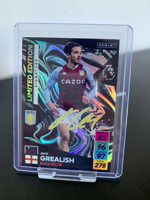 JACK GREALISH SIGNATURE Limited Edition Panini Premier League Adrenalyn ...