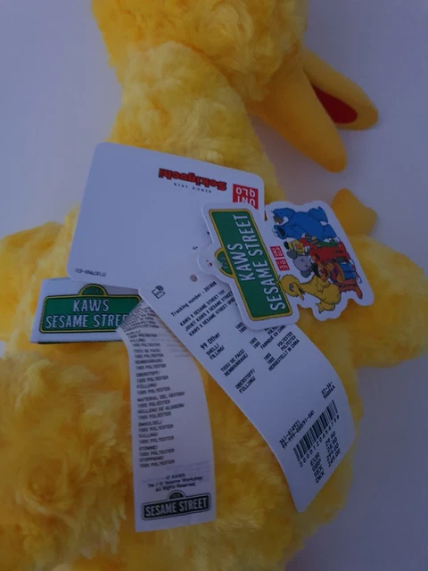 KAWS X SESAME Street UNIQLO Jaune Big Bird Peluche Rare Neuf Avec ...