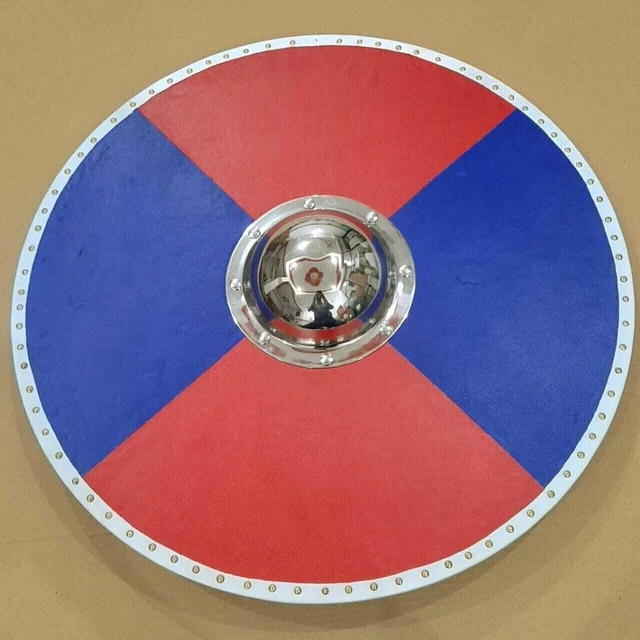 VIKING SHIELD MEDIEVAL Wooden Round Steel Armor Battle Norse Warrior ...