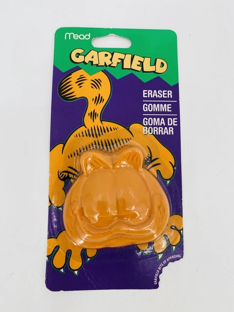 FIGURINE VINTAGE GOMME Mead Garfield le chat crayon d'école orange Jim ...