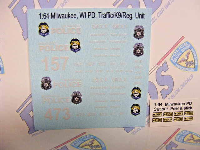 MILWAUKEE, WI POLICE 2023 Markings 1/64 Waterslide Decal Sheet Set Fits ...