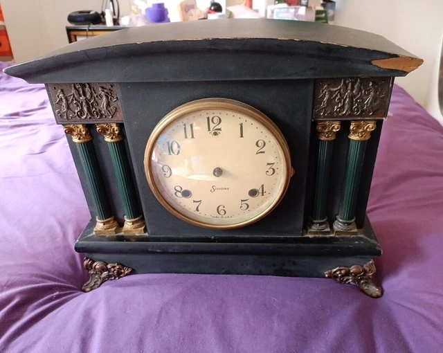 ANTIQUE SESSIONS 4 Pillar Mantle Clock - for Restoration or Parts $75. ...
