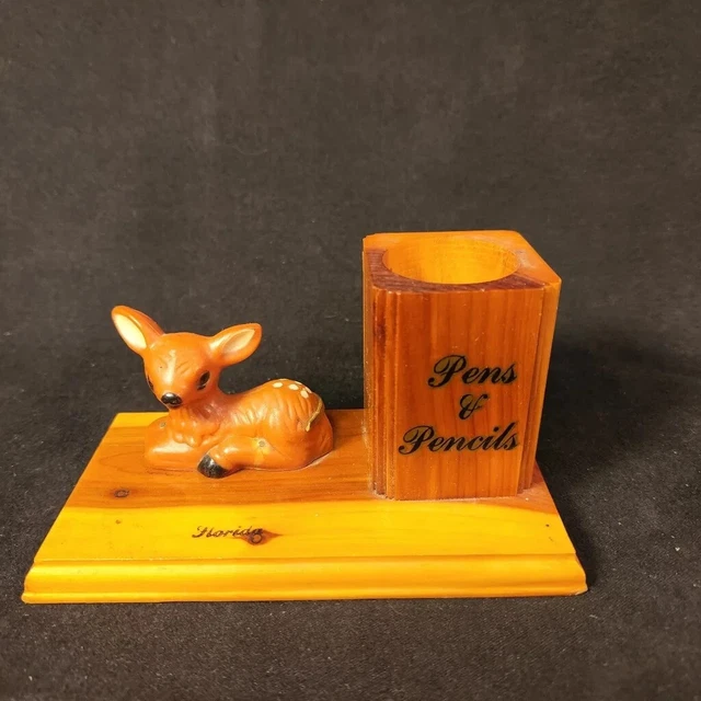 BABY DEER FAWN Laying Down Bambi Pens and Pencil Holder Desk Decor £8. ...