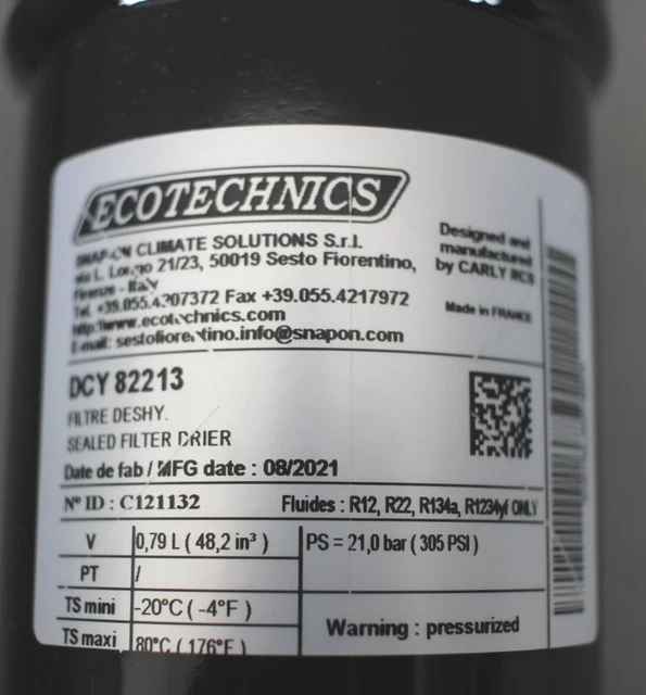 ECOTECHNICS DCY 82213 Filter Filterpatrone Klimaservicegerät r134a r1234yf EUR 70,00 - PicClick DE