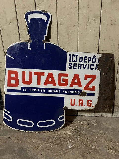 BUTAGAZ, ANCIENNE PLAQUE émaillée butagaz, ancienne enseigne, double ...
