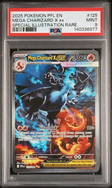 2025 POKEMON PFL En-Phantasmal Flames #125 Mega Charizard X Ex Psa 9 £ ...
