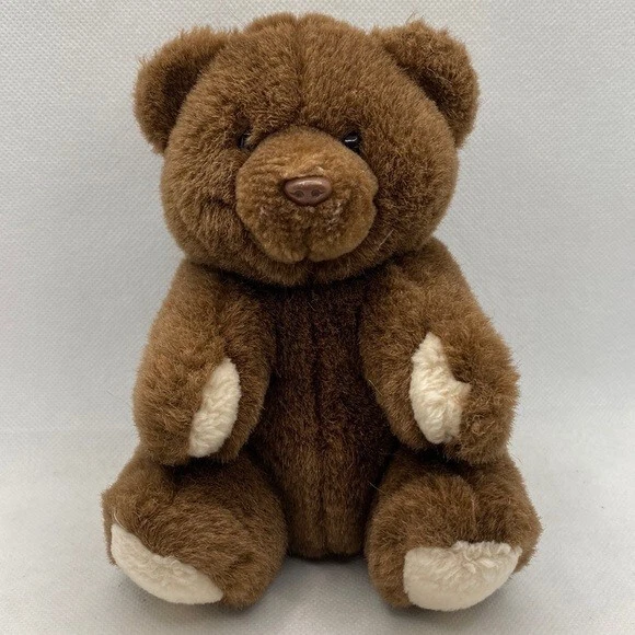 VINTAGE GUND PLUSH Teddy Bear 6 inch Brown Cream Stuffed Animal 1989 ...