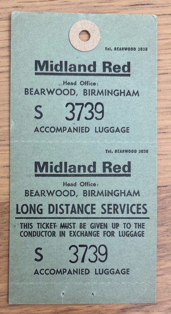 MIDLAND RED BIRMINGHAM Bus Ticket Parcel Receipt B36 £4.99 - PicClick UK