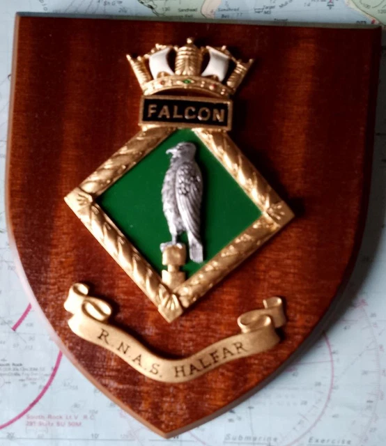VINTAGE HMS FALCON Ship Badge Crest Shield Plaque HMS Royal Navy drh £ ...