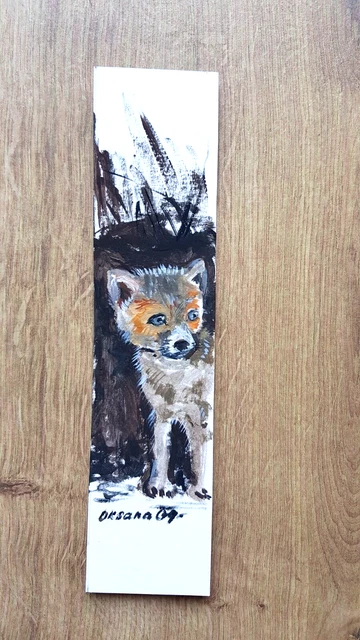 ORIGINAL ACRYL AQUARELL Lesezeichen " Fuchs" Tier Bild Handgemalt Unikat EUR 8,00 - PicClick DE