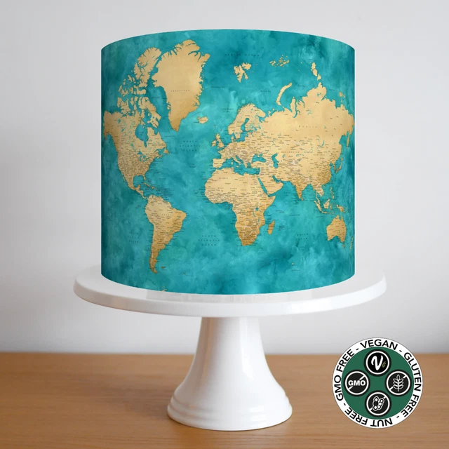 MAP WORLD GOLD Cake Topper Border Strip Wrap Pattern Birthday Party ...