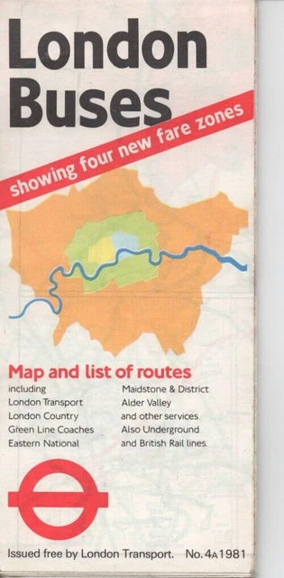 LONDON TRANSPORT - MAP AND LIST OF BUS ROUTES - No. 4A - 1981 £4.00 ...