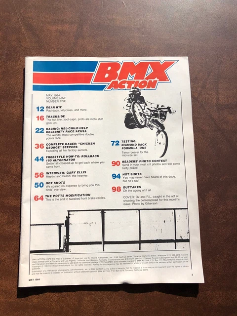 VINTAGE MAY 1984 BMX Action Magazine Old School Bike Bicycle Motocross ...