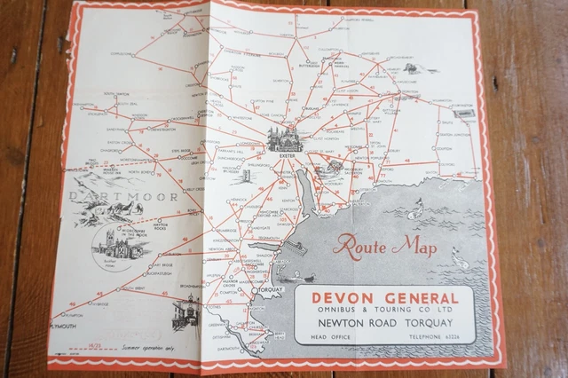 DEVON GENERAL OMNIBUS Bus Route Map £14.99 - PicClick UK