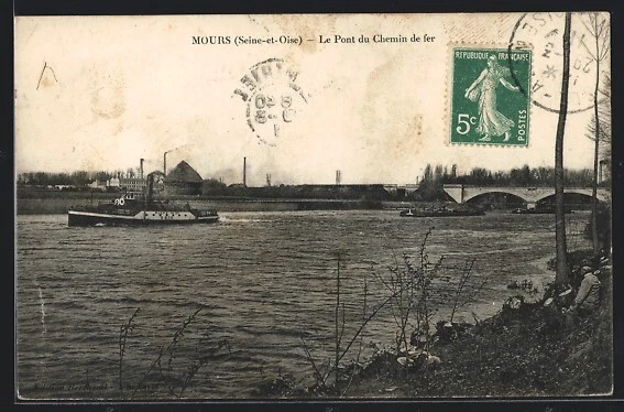 CPA MOURS, LE Pont du Chemin de fer 1911 EUR 5,00 - PicClick FR