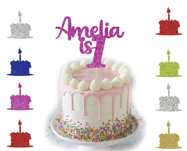 Personalised Glitter Happy Birthday Cake Topper Custom Party Decoration