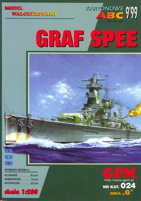 CARD PAPER CUT Out Model kit GPM German Ship Admiral Graf Spee + Laser ...