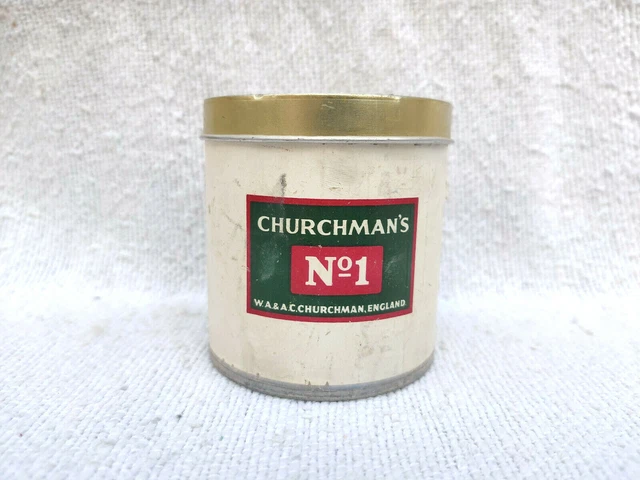1940S VINTAGE CHURCHMAN No1 Cigarette Publicité Métal Boîte Rond ...