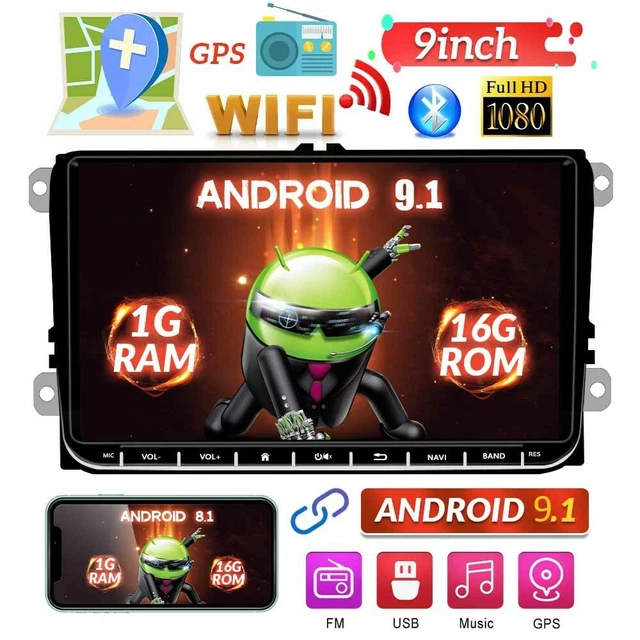 2 DIN AUTORADIO 9" Android GPS Navi Wifi Für VW GOLF 5 6 Variant Passat ...