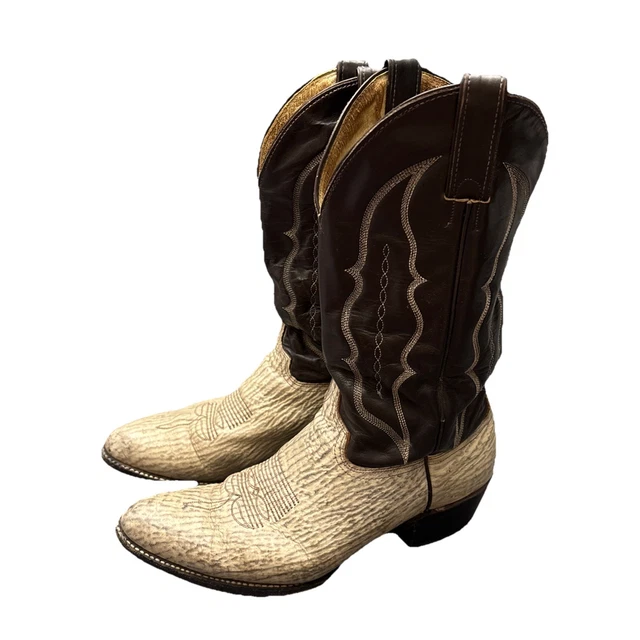 ABILENE COWBOY Boots Men’s 11D Grey Brown Sharkskin? Leather Made USA ...