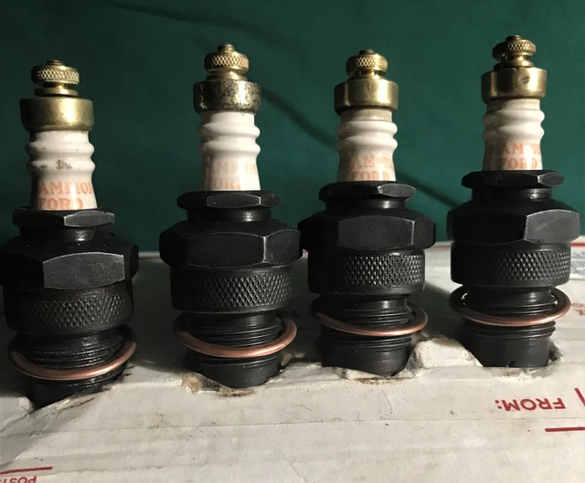 RARE, VINTAGE &FORD& block lettered Champion (3X) spark plugs, Model A ...