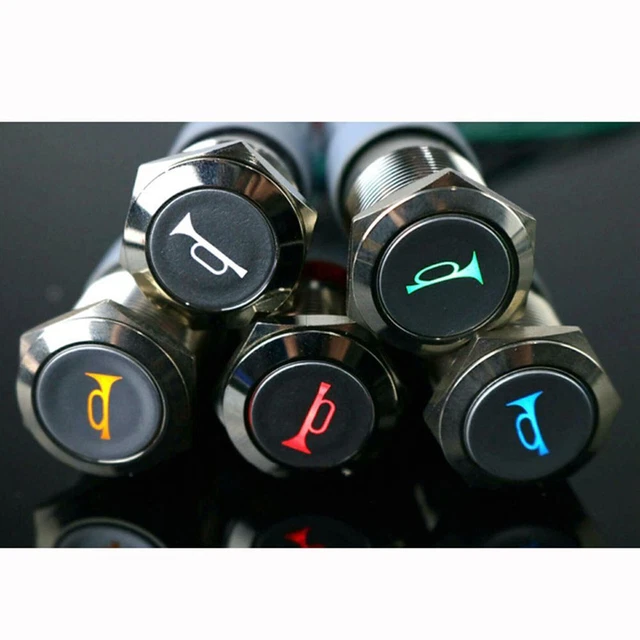 BLACK METAL ALUMINUM 16mm Push Button Car Latch Momentary Switch LED ...