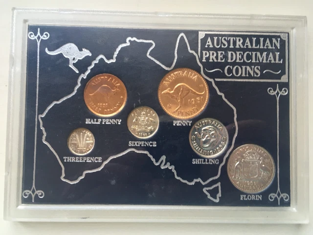 AUSTRALIAN PRE-DECIMAL COIN Set in map show case $35.00 - PicClick AU