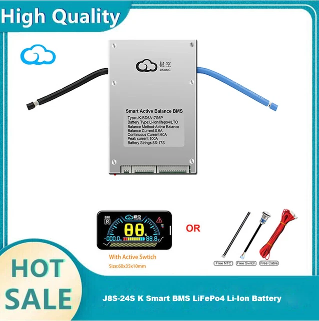 JK SMART BMS LiFePo4 Li-Ion Battery 8S-24S 0.6A Active Balance Board BT/RS485 SE EUR 63,80 ...
