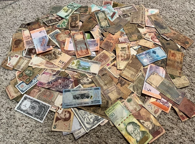 MIX OF 200 Very Heavily Circulated World Banknotes Mixed Foreign Paper ...
