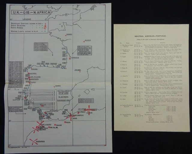 ORIGINAL WW2 RAF map of "EXTREME EMERGENCY" AIRPORTS during OPERATION ...