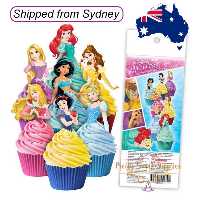 DISNEY PRINCESS EDIBLE Wafer Cupcake Toppers - 16 piece pack - Licensed ...