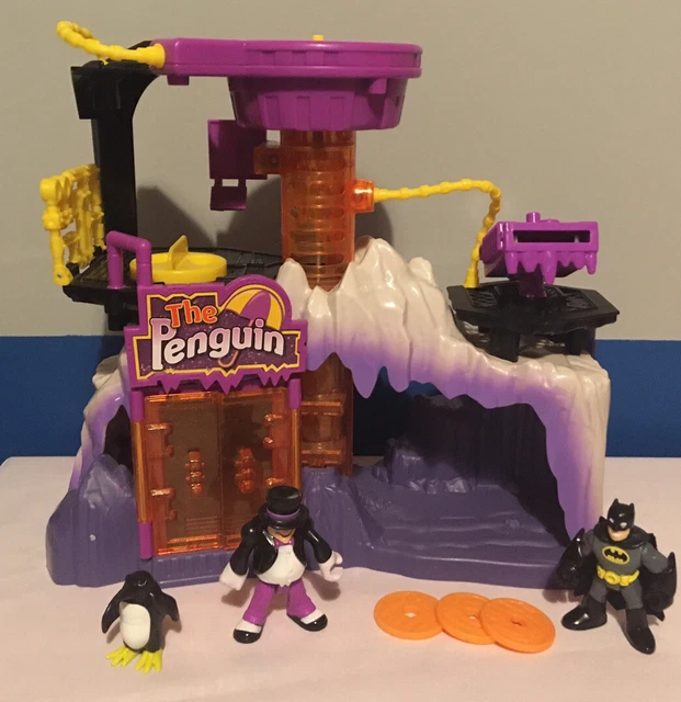 DC SUPER FRIENDS Batman Imaginext The Penguin Lair With Figures & Discs ...