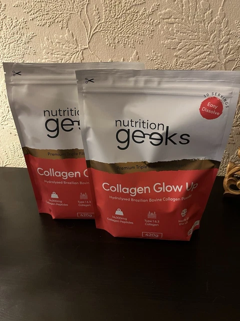 2 X Nutrition Geeks Collagen Glow Up Powder 14000mg, 420g, 30 Servings ...