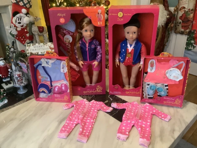 OUR GENERATION BUNDLE Olympic Sports Dolls Maya & Sun & Outfits "New ...