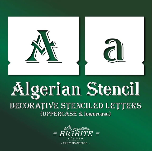 STENCILED LETTERS ALGERIAN Font Alphabet Numbers Symbols #073 For ...