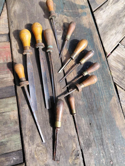 OUTILS ANCIENS. LOT de 12 mini gouges de graveur EUR 60,00 - PicClick FR