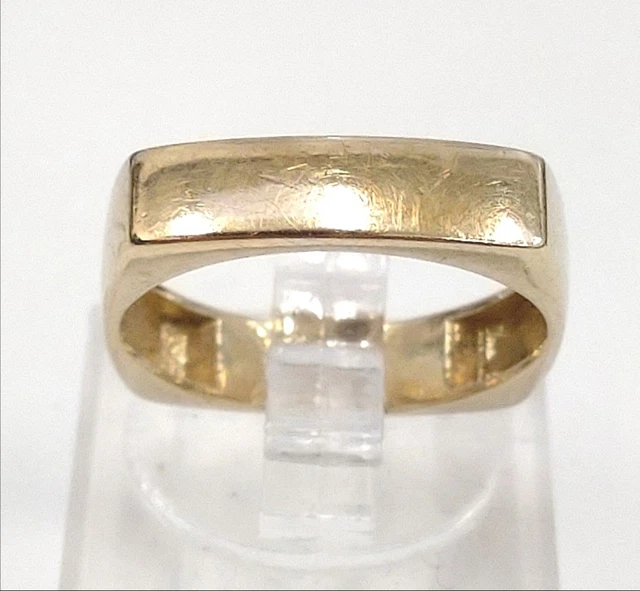 9CT 375 YELLOW Gold Ring Milor Italian Contemporary Design Square Band ...