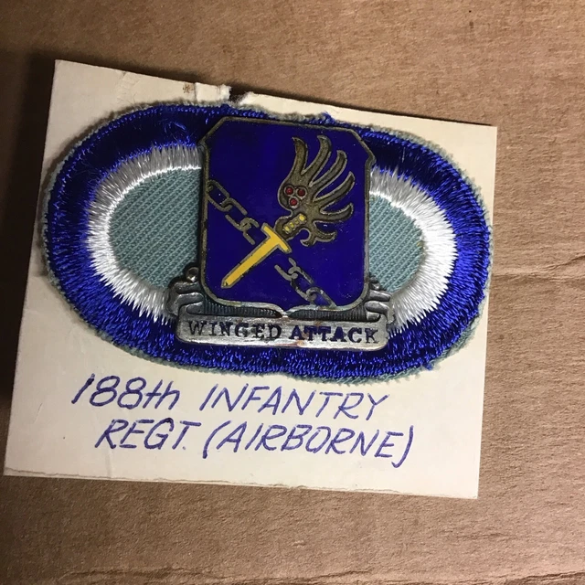 VINTAGE US ARMY 188th Infantry Regiment Airborne DUI Crest Pin/ Oval ...