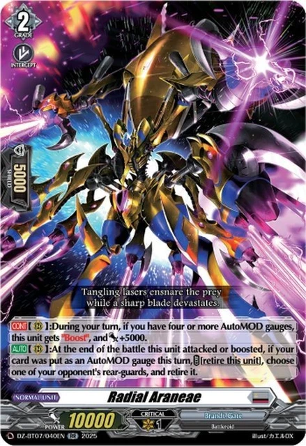 CARDFIGHT VANGUARD CARD DZ-BT07/040EN RR Radial Araneae Moon Fangs & Cerulean Bl EUR 2,99 ...