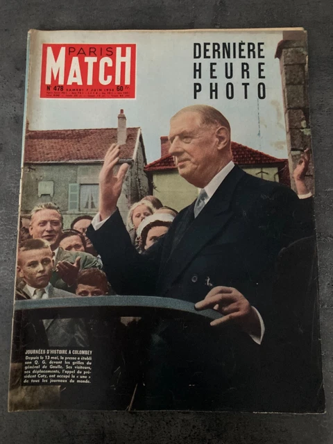 PARIS MATCH N°478 7/6/1958 ELECTION DE GAULLE COLOMBEY ELYSEE 5EME ...