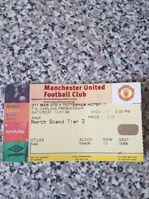 MATCH TICKET PREMIER LEAGUE MAN UTD V SPURS 10 gennaio 1998 EUR 2,08 ...
