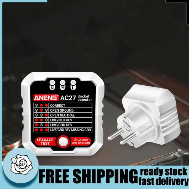 ANENG AC27 SOCKET Polarity Detector EU/US Plug Electroscope Testing ...