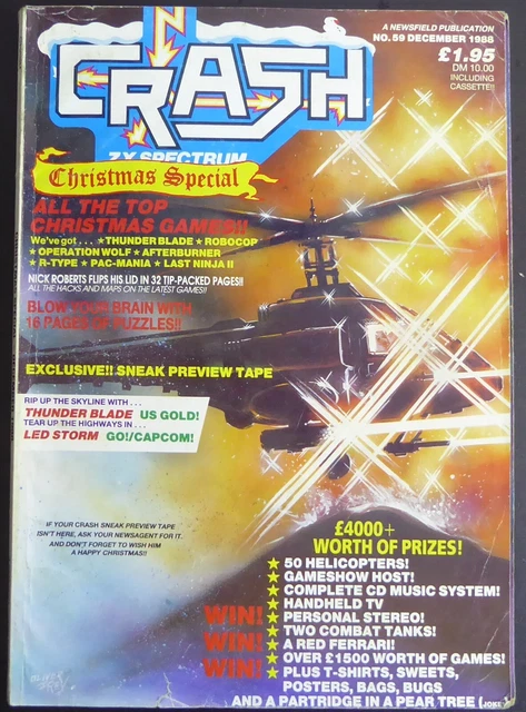 CRASH ZX SPECTRUM Magazine No.59 DECEMBER 1988 With COVER TAPE INLAY ...