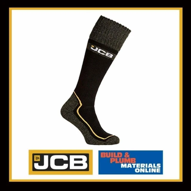 JCB PRO TECH Welly Mens Work Socks 1 Pair Khaki/Black Heavy Duty ...