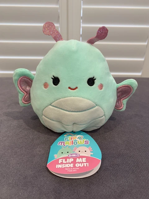 FLIP A MALLOW Squishmallow Reina Butterfly/Archie Axolotl Kelly Toy 5 ...