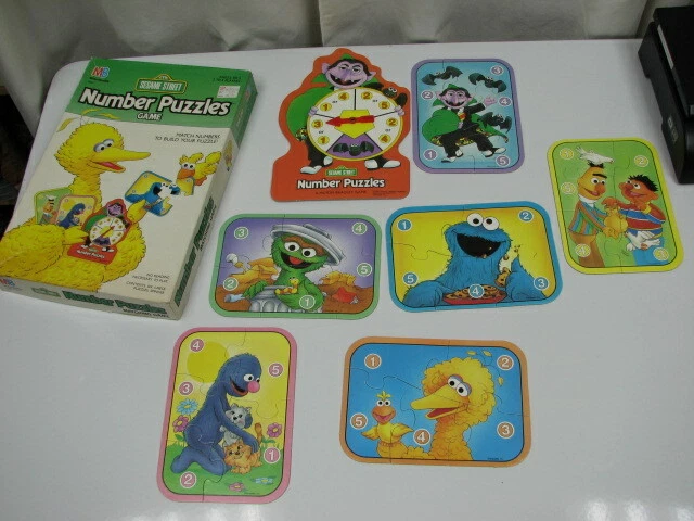 SESAME STREET MILTON Bradley Number Puzzles Game Vintage 1989 EUC £12. ...